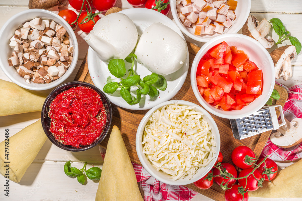 Cooking trendy Cone pizza background, modern pizza recipe, with ...