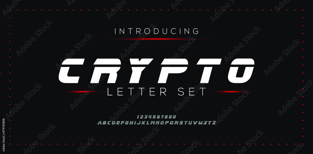 CRYPTO original tech and modern font design. creative typeface letter ...