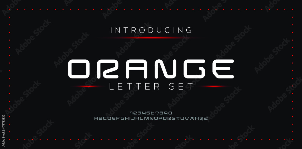 ORANGE original tech and modern font design. creative typeface letter ...