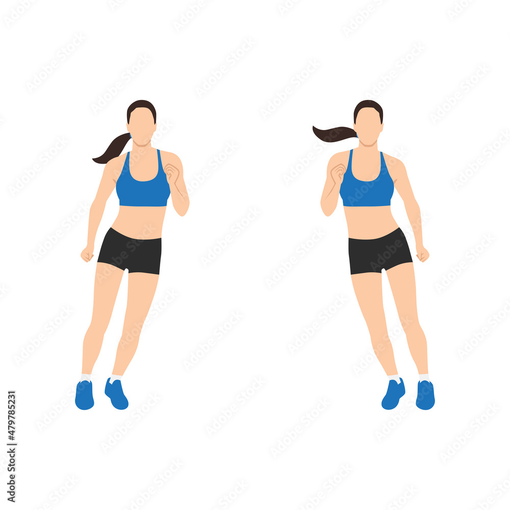 Woman doing Side to side hops exercise. Flat vector illustration ...