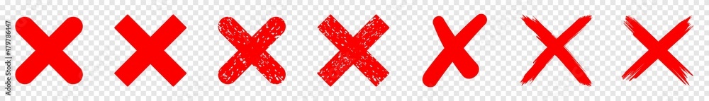 red cross x icon set. Red wrong mark, no wrong sign. Vector ...