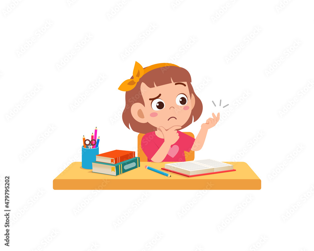 Girl Studying Math Clipart