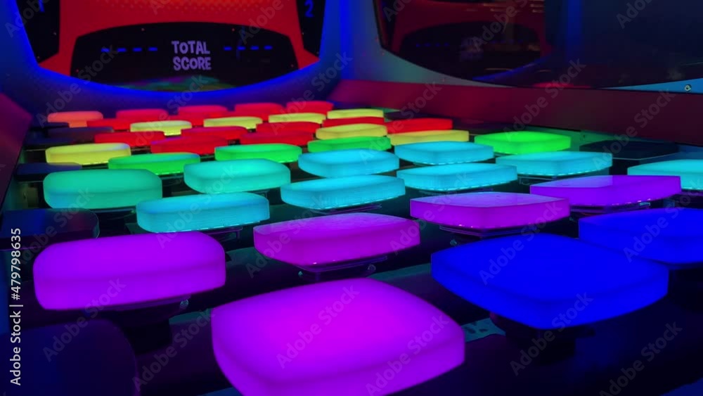 Flashing brightly coloured color led lights from large arcade style ...