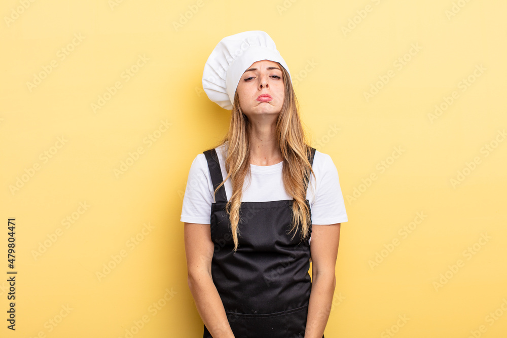 pretty woman feeling sad and whiney with an unhappy look and crying ...