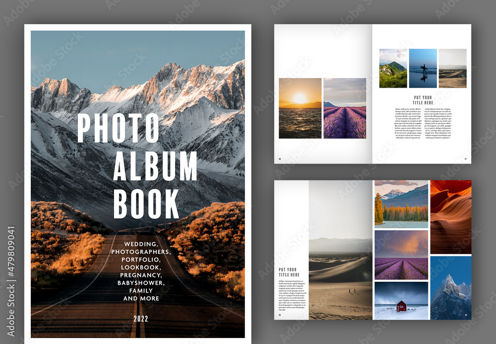 Photo Album Book Layout Stock Template | Adobe Stock