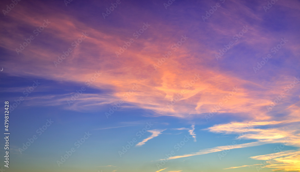 Beautiful sky with clouds at sunset. Dramatic sunset sky Stock Photo ...