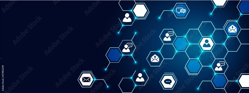 Neon background technology. Communication grid design with digital ...