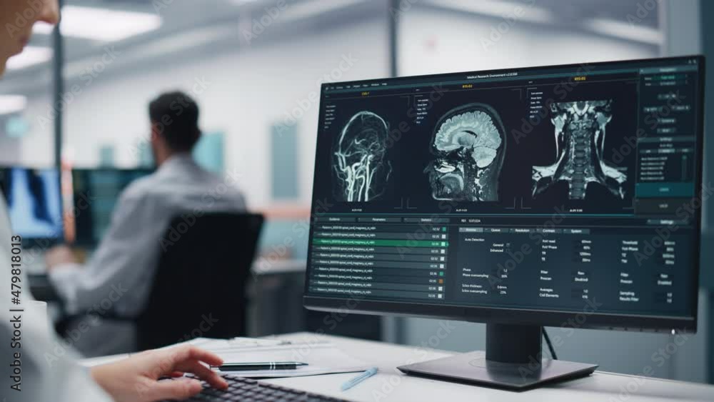 Medical Hospital Research Lab: Caucasian Female Neurosurgeon Using ...