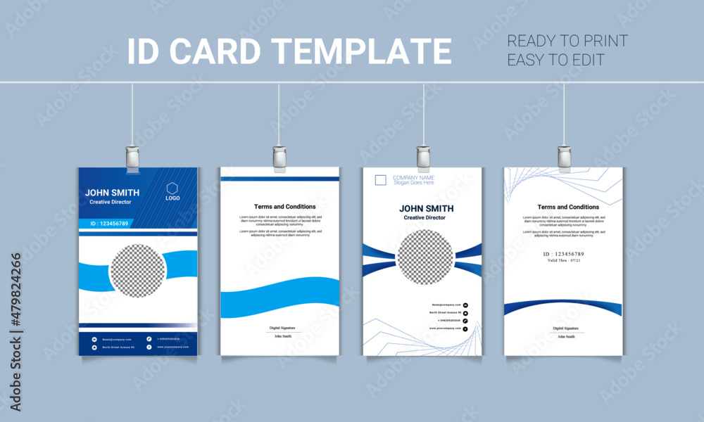 Multipurpose Id Card Vector Design Template with photo space and ready ...