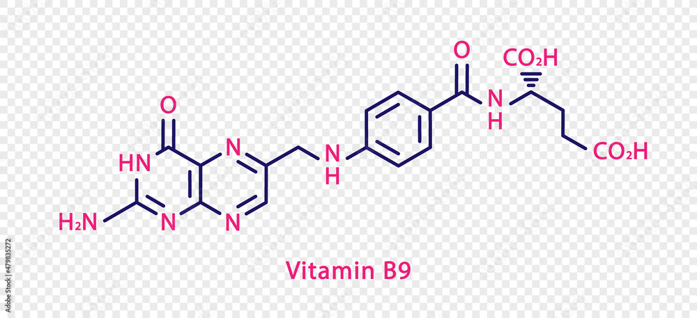 Vitamin B9 chemical formula. Vitamin B9 structural chemical formula ...