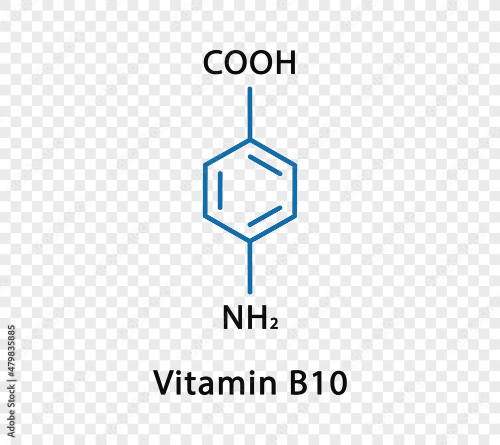 Vetor de Vitamin B10 chemical formula. Vitamin B10 structural chemical ...