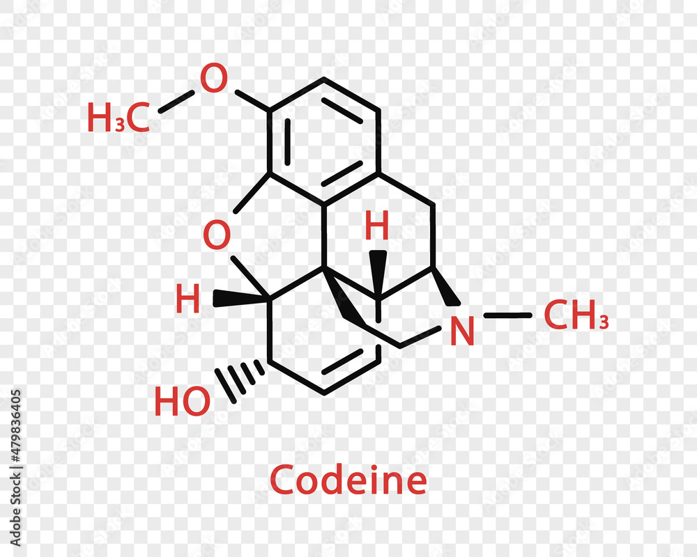 Codeine chemical formula. Codeine structural chemical formula isolated ...