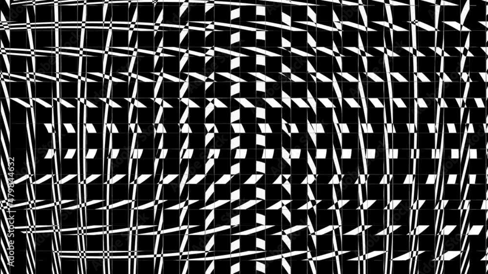 Distorted movement of black-white lines, moire, glitch. Optical ...