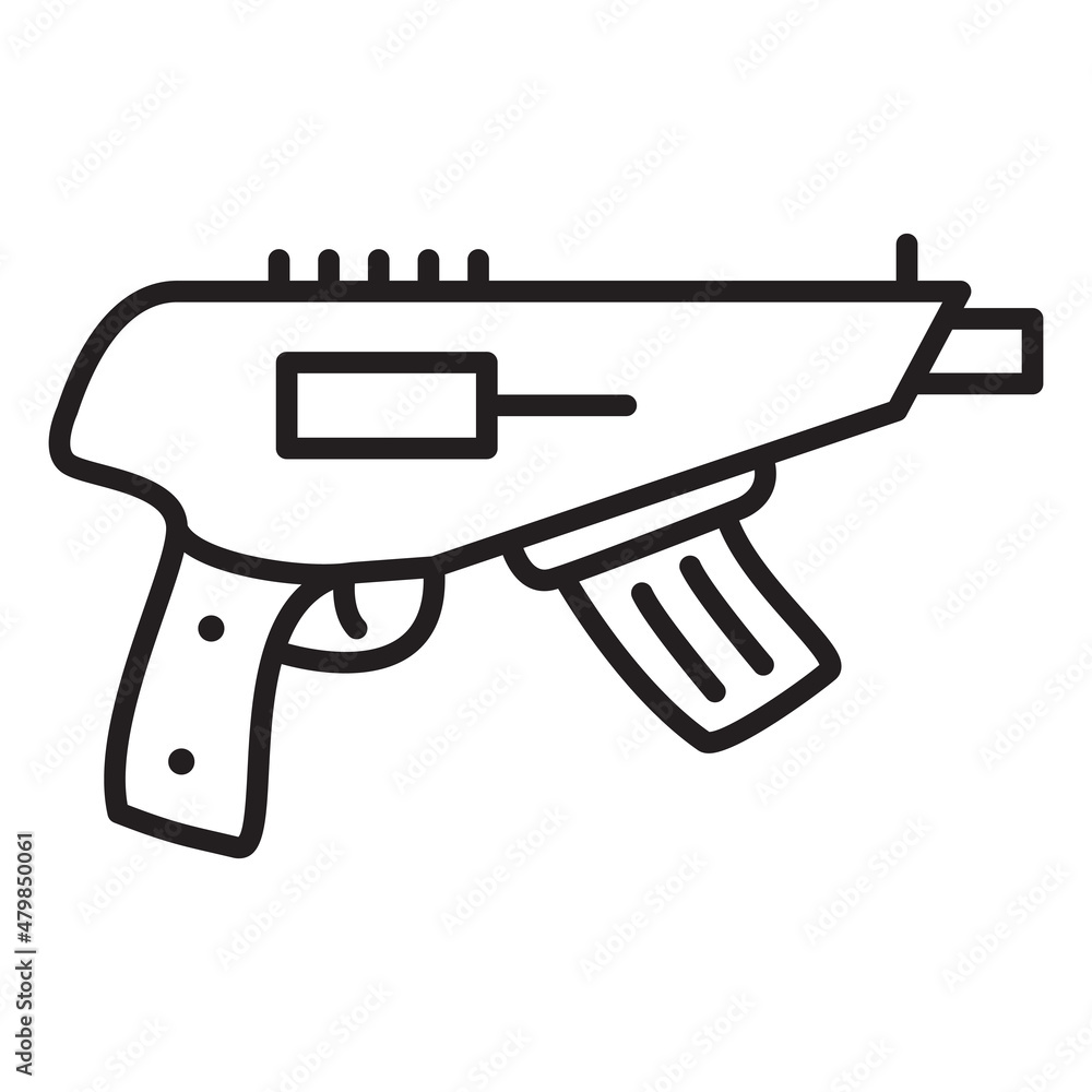 Gun icon. Weapon sign. Assault rifle.Automatic firearm.Outline vector ...