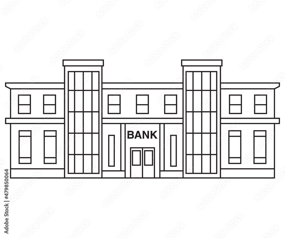 Bank building line art.Architecture public government buildings.Outline ...