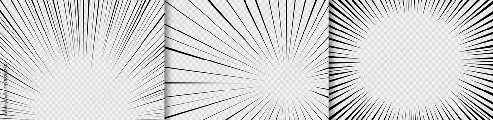 Manga frames with speed flash lines. Set of splash blast zooms. Comic ...