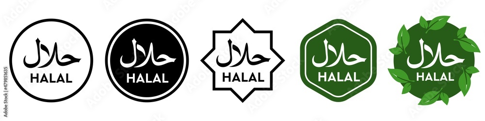 Halal vector signs collection. Halal labels for product package, food ...