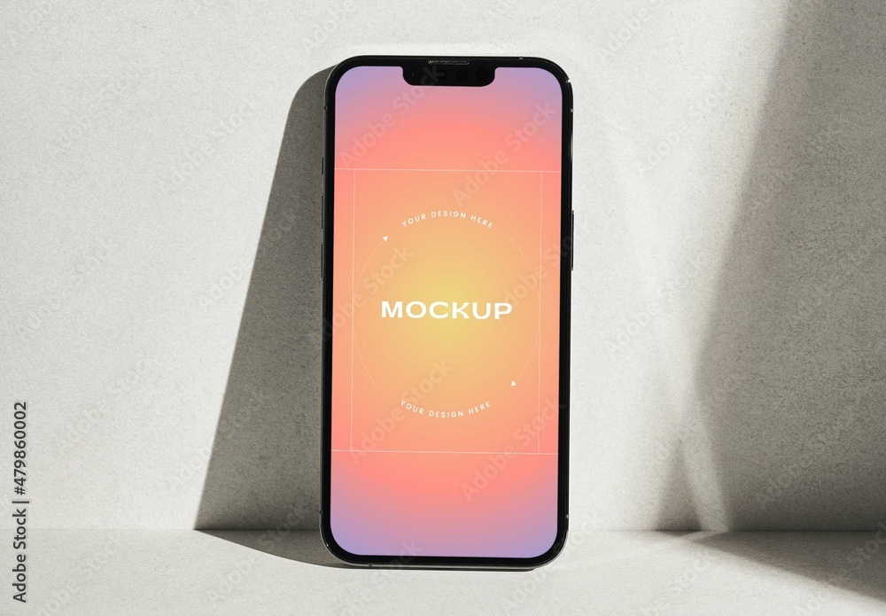 Smartphone on a Gray Background with Shadows Stock Template | Adobe Stock