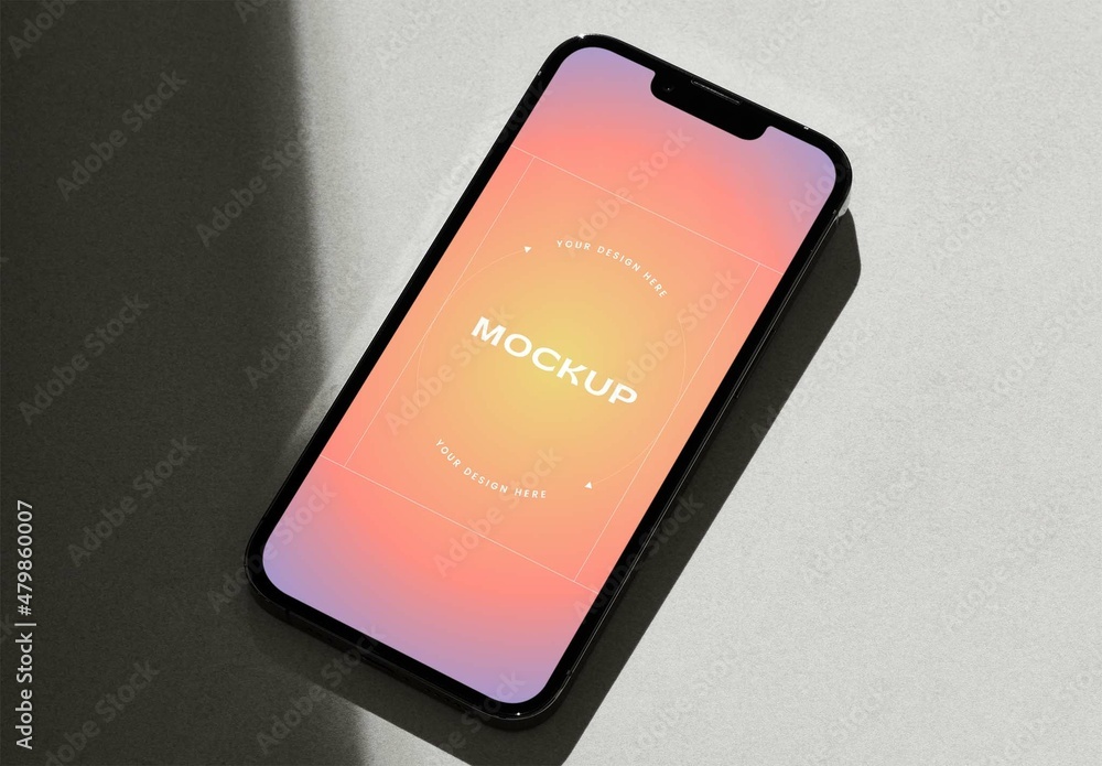 Smartphone on a Gray Background with Shadows Stock Template | Adobe Stock