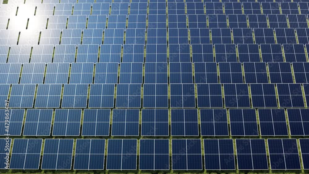 Solar panels field, clear green energy. Electricity producing farm ...