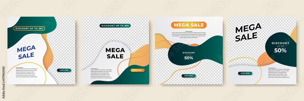 Clear bloob transparant green colorful sale post design template ...
