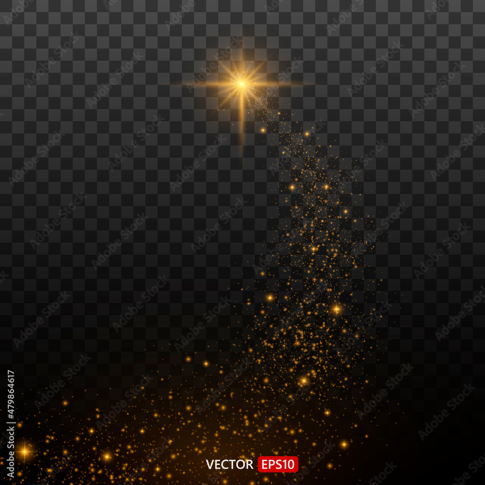 Shining star, the sun particles and sparks with a highlight effect ...