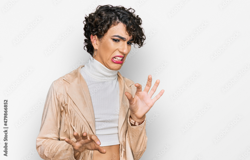 Photo & Art Print Handsome man wearing make up and woman clothes ...