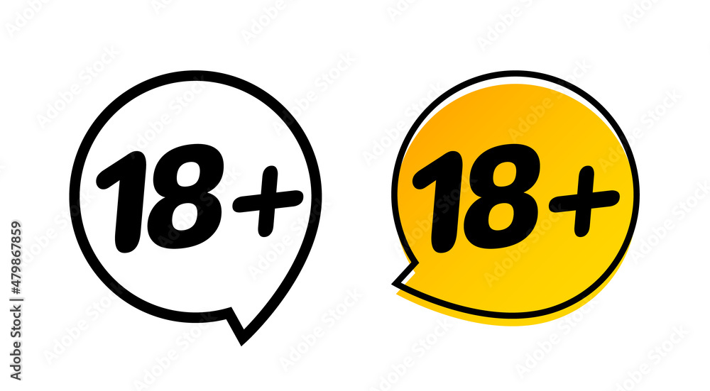 18 plus adult only vector sign icon. 18 plus symbol warning badge ...