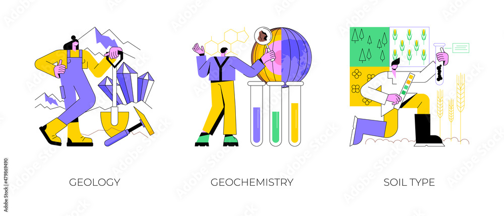 Applied earth science abstract concept vector illustration set. Geology ...