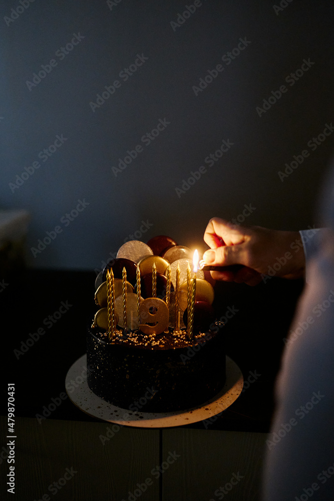birthday cake 9 years old with candles Stock Photo | Adobe Stock