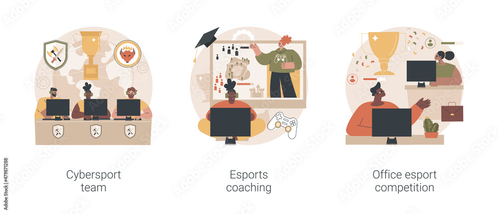 E-games tournament abstract concept vector illustration set. Cybersport ...