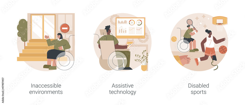 Disabled people in social environment abstract concept vector ...