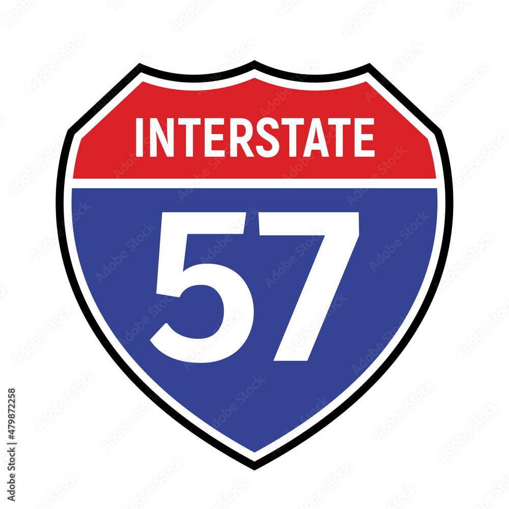 57 route sign icon. Vector road 57 highway interstate american freeway ...