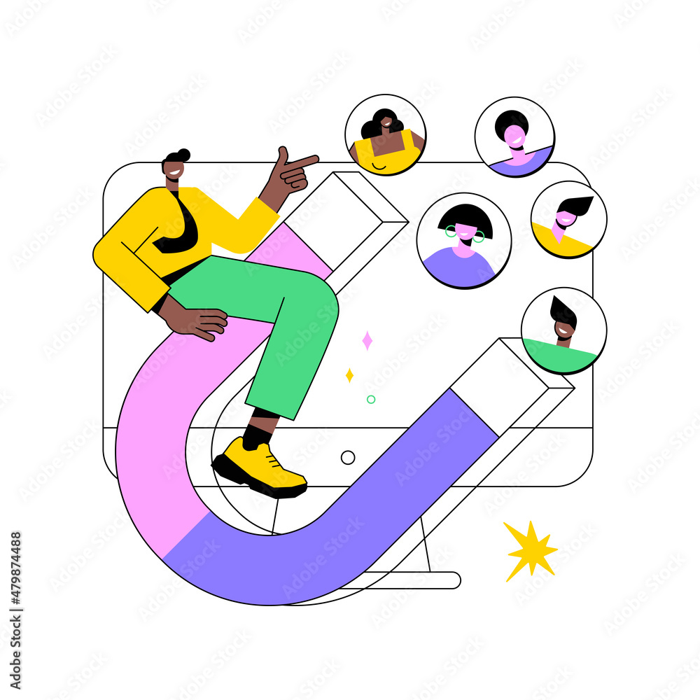 Attracting followers abstract concept vector illustration. Attracting ...