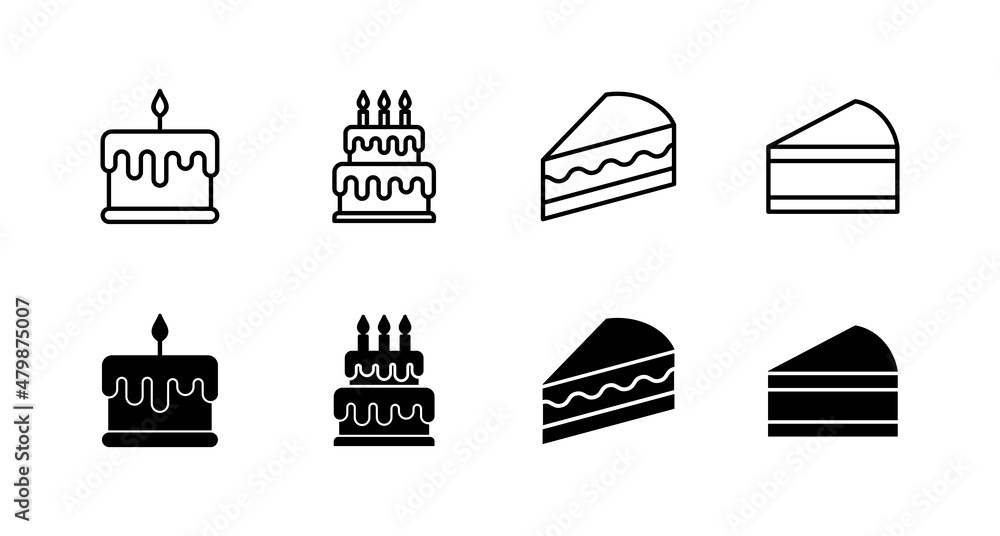 Cake icons set. Cake sign and symbol. Birthday cake icon Stock Vector ...