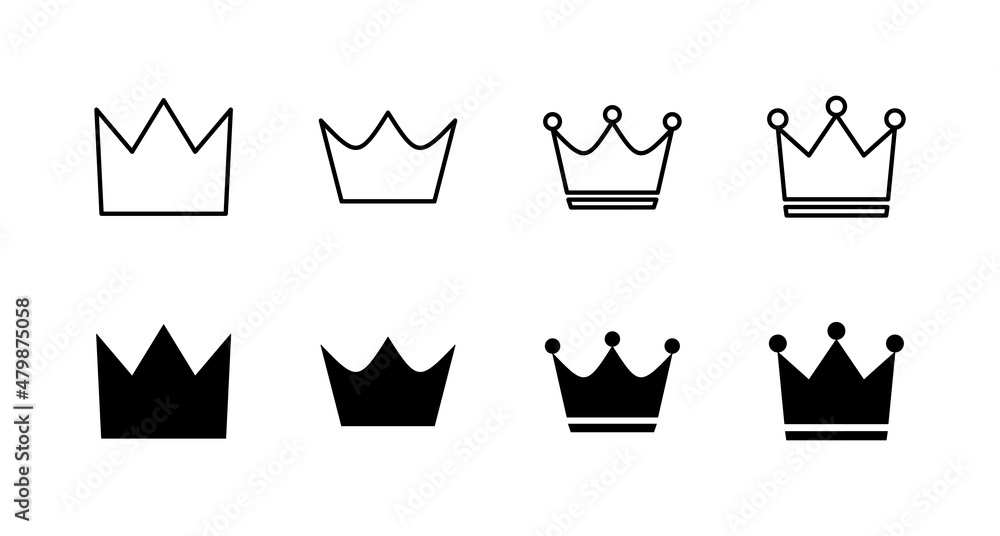 Crown icons set. crown sign and symbol Stock Vector | Adobe Stock