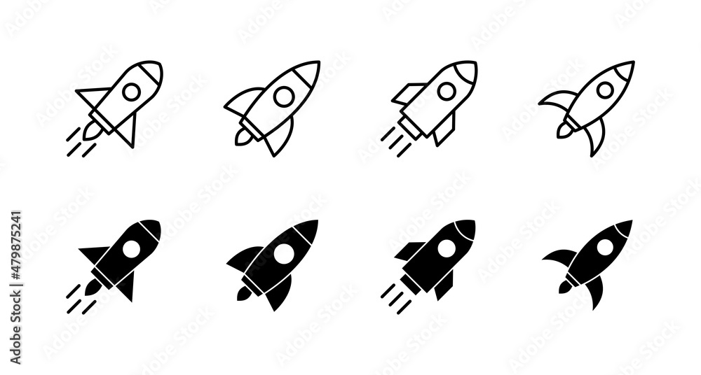 Rocket icons set. Startup sign and symbol. rocket launcher icon Stock ...