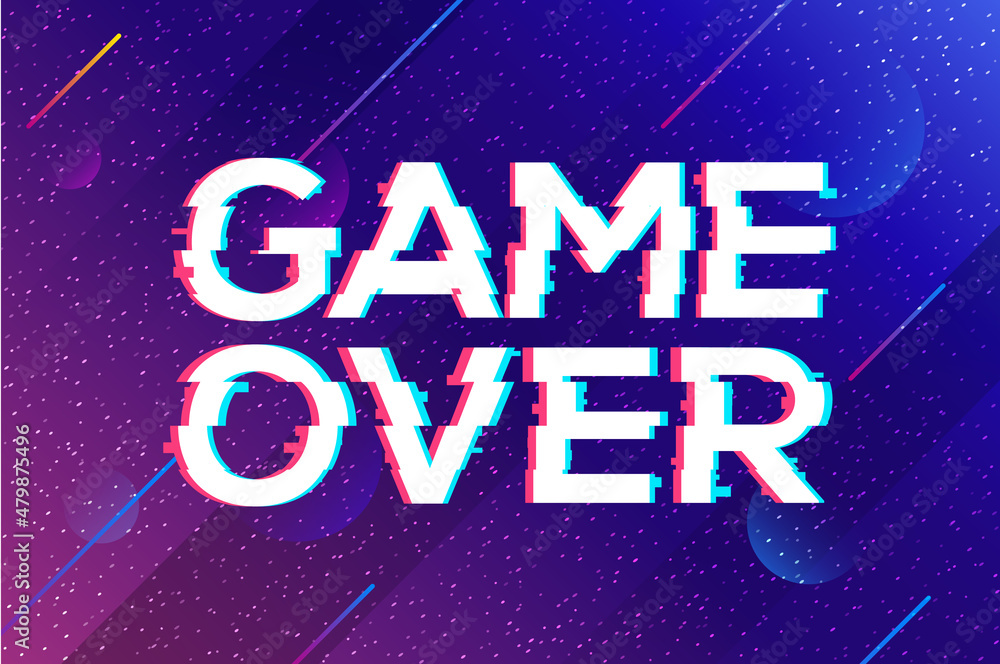 Game over screen glitch video retro pixel background. Game over glitch ...