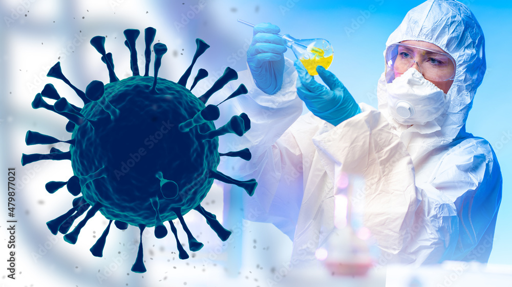 Science of virology. Research on dangerous infections. Doctor with ...