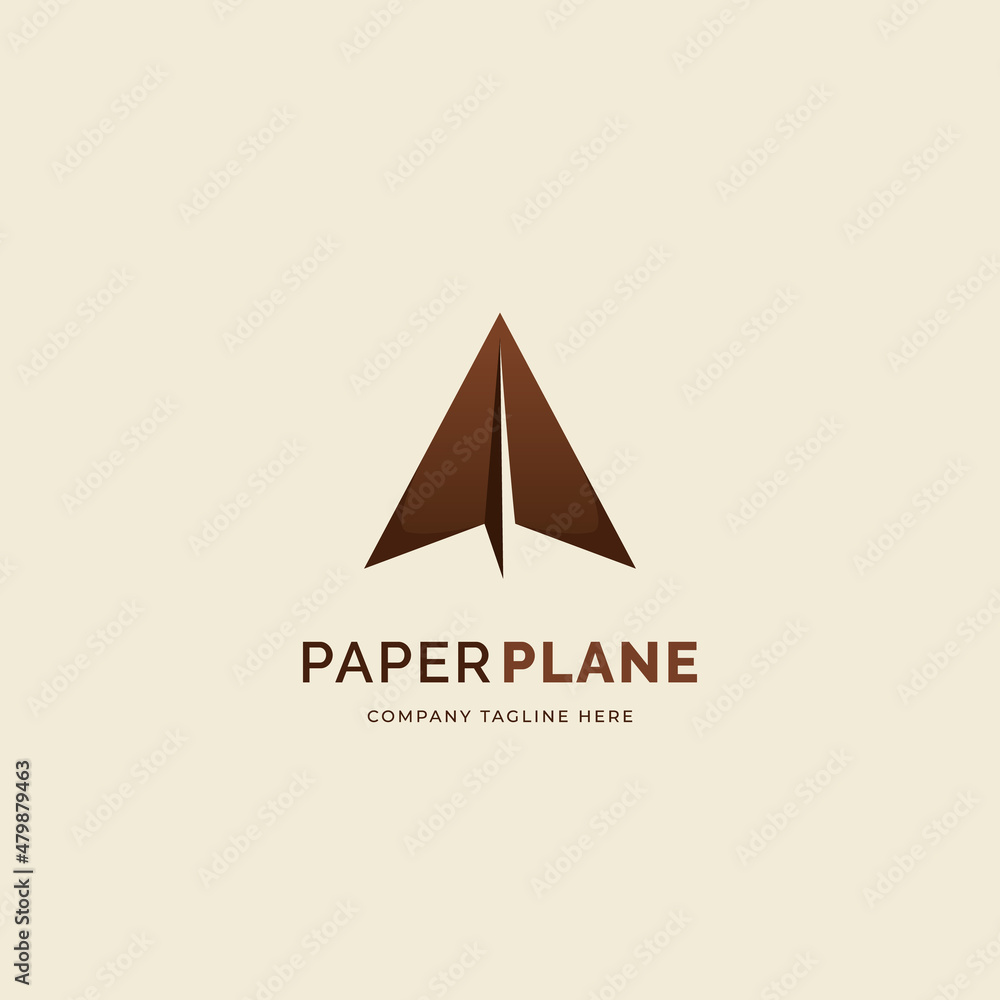 Simple paper airplane logo icon in brown color Stock Vector | Adobe Stock