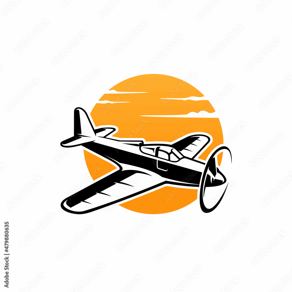 Small plane vector illustration. single engine propelled aircraft ...