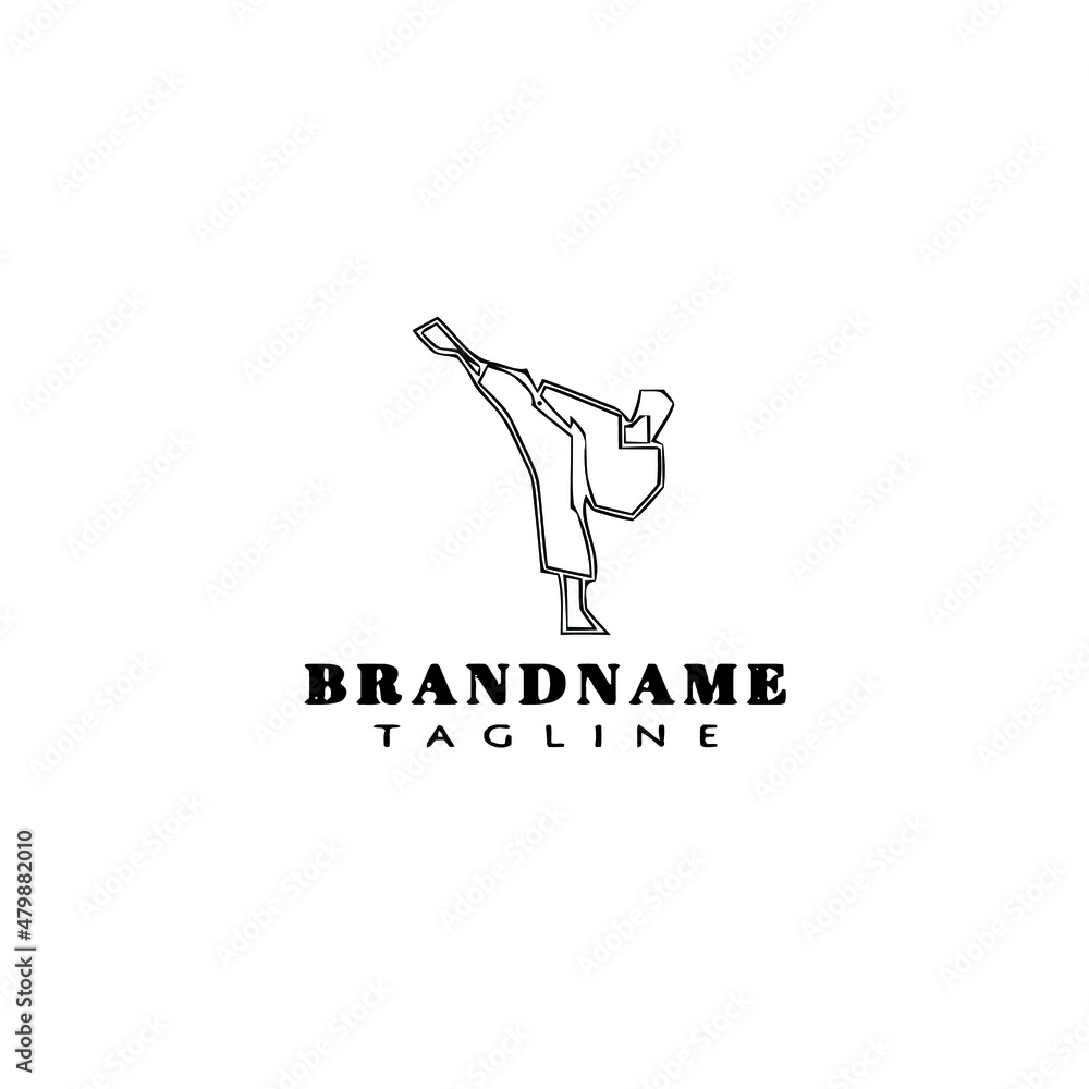 karate character logo icon cartoon design template black isolated ...
