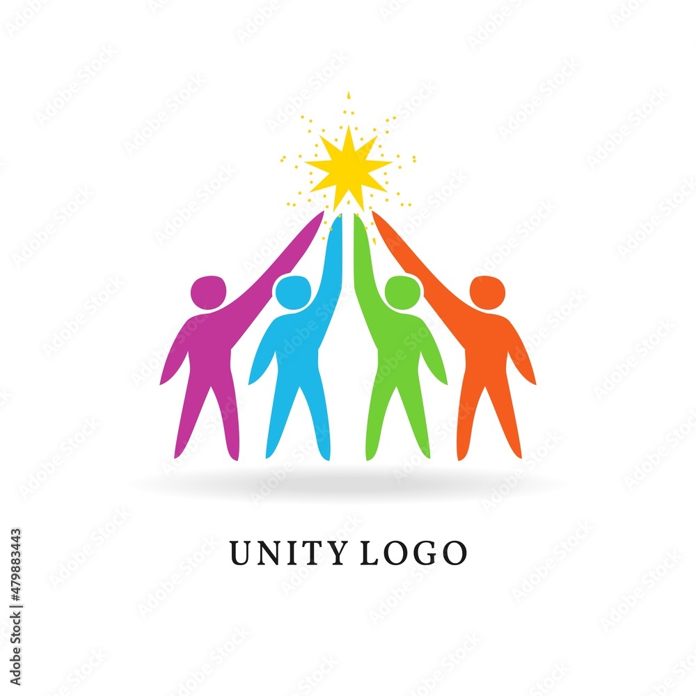 unity logo, unite, group logo, organization, work team achieve a bright ...