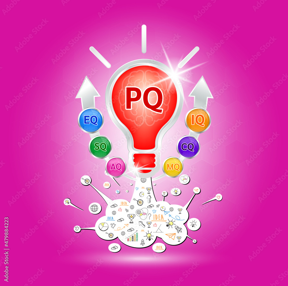 PQ, IQ Emotional intelligence. Heart and brain on balanced scale symbol ...