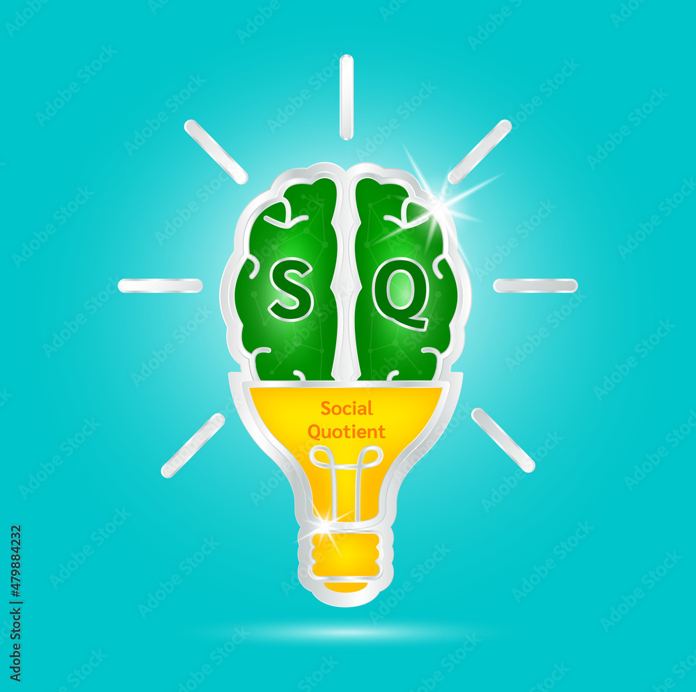 SQ, IQ Emotional intelligence. Heart and brain on balanced scale symbol ...
