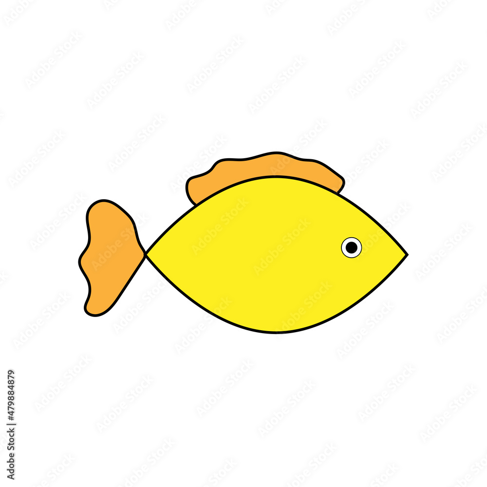 Yellow fish icon. Sea animal. Creative logo design. Nature background ...