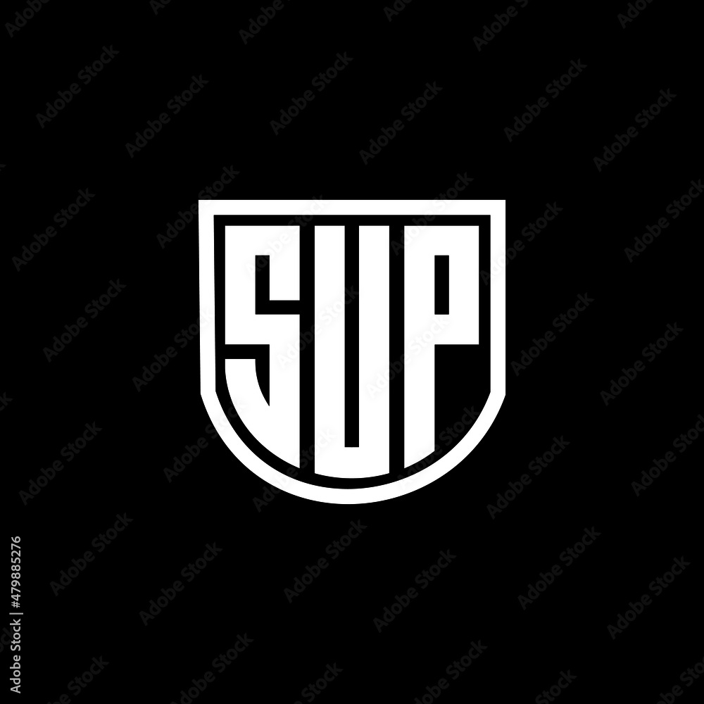 Vettoriale Stock SUP letter logo design with black background in ...