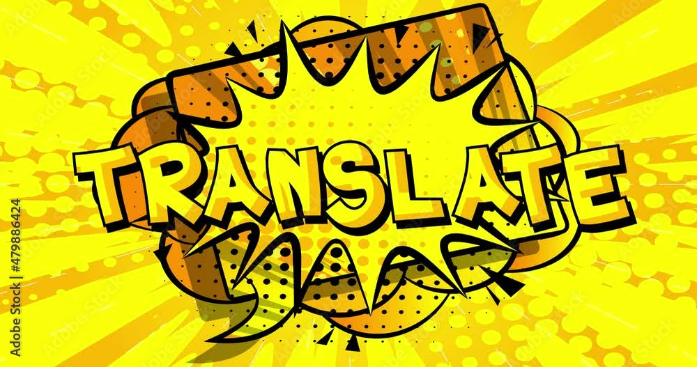 Translate. Motion poster. 4k animated Comic book word text moving on ...