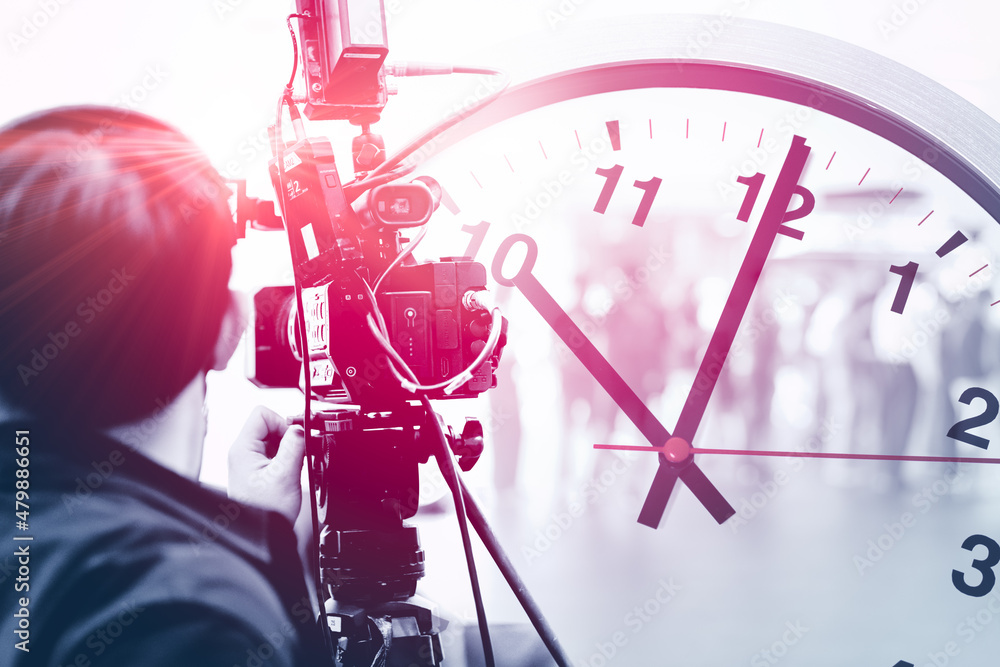 video camera man in media news broadcasting industry working overlay ...