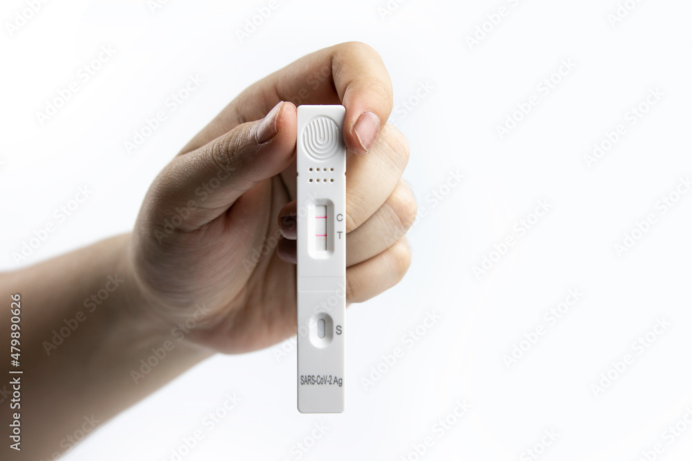showing positive results of Nasal swab for COVID-19 antigen tests Self ...